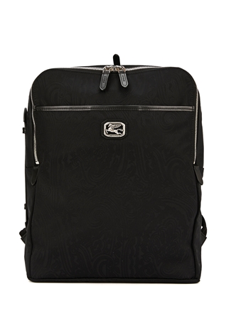 Etro Erkek Siyah Etnik Desenli Logolu Sırt Çantası Eu Etro Erkek Siyah Etnik Desenli Logolu Sırt Çantası Eu