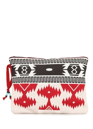 Alanui Kadın Beyaz Etnik Desenli Yün El Portföyü EU Alanui Kadın Beyaz Etnik Desenli Yün El Portföyü EU