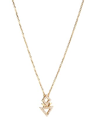 Collection-Alper Tunçoku Kadın Uç Detaylı Taşlı Altın Rengi Kolye EU