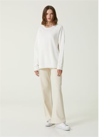 Tru Kadın Brushed Interlock Bej Bol Paça Eşofman Altı XS EU