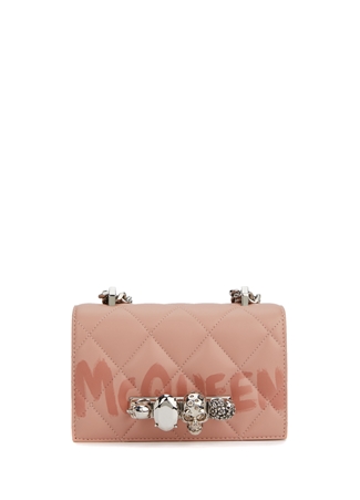 Alexander McQueen Kadın Pembe Kapitoneli Deri Omuz Çantası EU Alexander McQueen Kadın Pembe Kapitoneli Deri Omuz Çantası EU