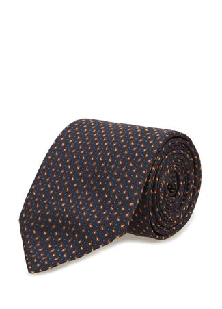 Fiorio Erkek Lacivert Mikro Desenli İpek Kravat EU