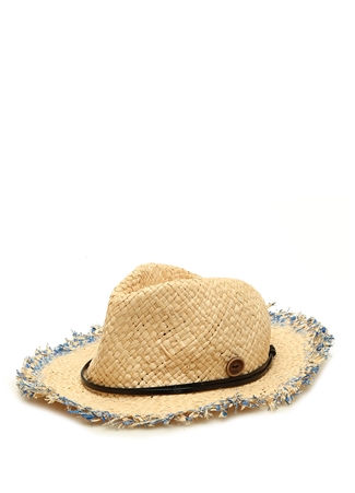 Catarzi Kadın Bej Hasır Dokulu Şapka 57 EU