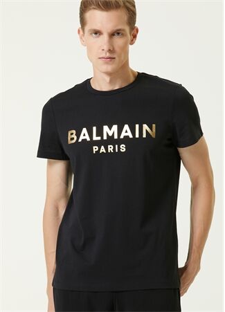 Balmain Erkek Siyah Logo Baskılı T-shirt S EU