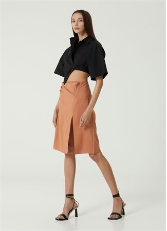 Jacquemus Kadın Somon Bel Detaylı Yırtmaçlı Mini Etek Kırmızı 38 FR