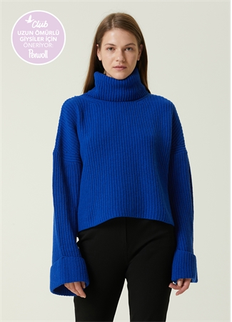 Beymen Club Kadın Mavi Balıkçı Yaka Ribli Kazak XS