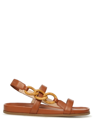 Rodo Kadın Taba Zincir Detaylı Deri Sandalet Turuncu 36 EU