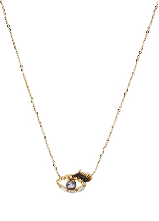 Collection-jewelry By Banu Kadın Pırlantalı Göz Detaylı Altın Rengi Kolye Eu Collection-jewelry By Banu Kadın Pırlantalı Göz Detaylı Altın Rengi Kolye Eu