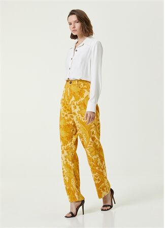 Etro Kadın Sarı Şal Desenli Kadife Pantolon 26 US