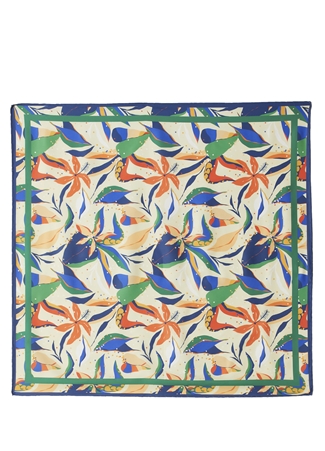 Beymen Kadın Yaprak Desenli 90x90 cm Twill Eşarp EU
