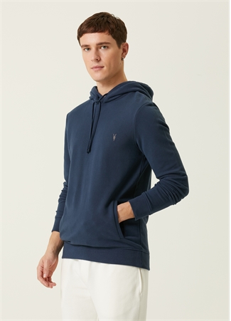 Allsaints Erkek Raven Lacivert Kapüşonlu Logolu Sweatshirt S EU Allsaints Erkek Raven Lacivert Kapüşonlu Logolu Sweatshirt S EU