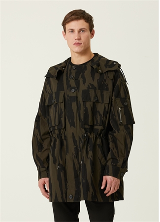 Kenzo Erkek Haki Kapüşonlu Beli Büzgülü Parka S EU