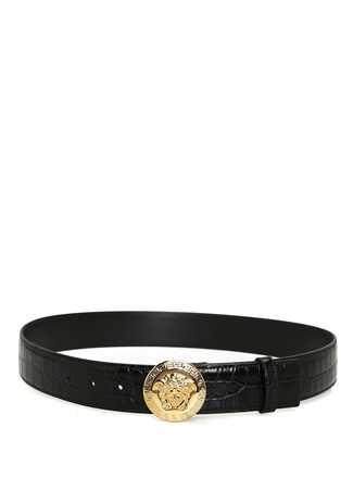 Versace Erkek Medusa Krokodil Dokulu Deri Kemer Siyah EU