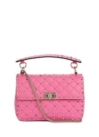 Valentino Garavani Kadın Rockstud Pembe Deri Çanta EU Valentino Garavani Kadın Rockstud Pembe Deri Çanta EU