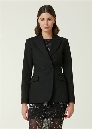 Allsaints Kadın Afia Siyah Kruvaze Blazer 6 UK