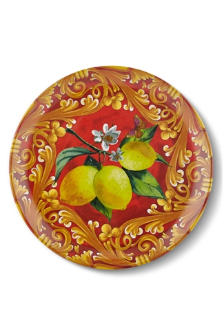 Chiara Alessi Capri Kırmızı Limon Desenli Melamin Tabak