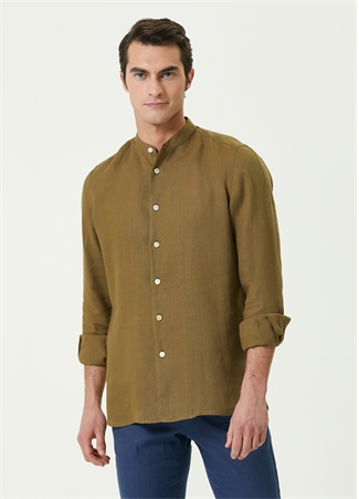 Kiton Erkek Haki Keten Gömlek 4 It Kiton Erkek Haki Keten Gömlek 4 It