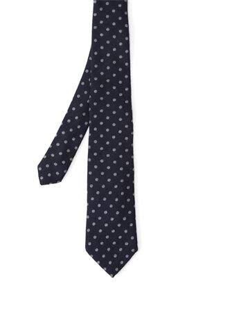 Canali Erkek Lacivert Puantiyeli İpek Kravat EU