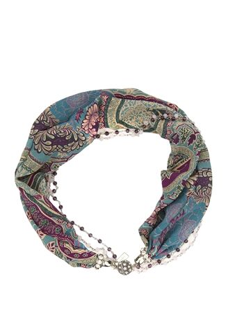 Etro Kadın Mavi Desenli İpek Kolye EU