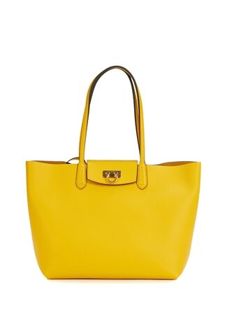 Salvatore Ferragamo Kadın Sarı Logo Detaylı Deri Çanta EU