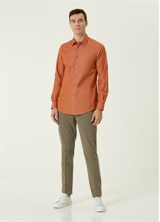 Pal Zileri Erkek Kahverengi Dar Paça Pantolon 48 IT