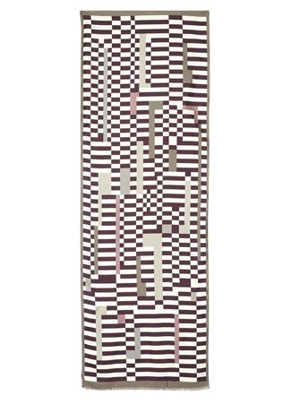 Pal Zileri Erkek Bordo Geometrik Desenli İpek Atkı EU