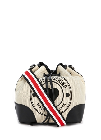 Love Moschino Kadın Bej Logo Baskılı Ağzı Büzgülü Çanta EU Love Moschino Kadın Bej Logo Baskılı Ağzı Büzgülü Çanta EU
