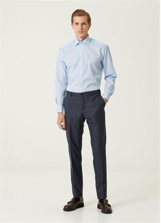 Palzileri Lab Erkek Lacivert Çizgili Normal Bel Yün Pantolon Mavi 52 IT