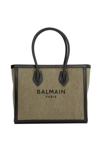 Balmain Kadın Haki Logo Baskılı Çanta EU