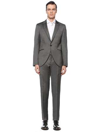 Palzileri Lab Erkek Antrasit Biye Detaylı Yün Takım Elbise Gri 50 IT