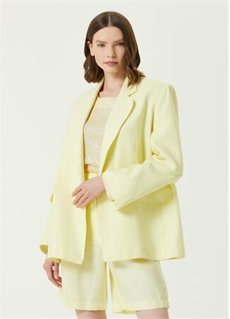 In the Mood for Love Kadın Claire Sarı Kelebek Yaka Keten Ceket L EU