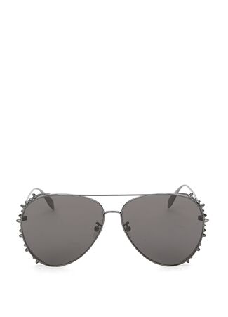 Alexander McQueen Kadın Siyah Çerçeve Detaylı Güneş Gözlüğü Gri EU