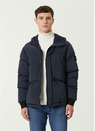 Stone Island Erkek Lacivert Kapüşonlu Puff Kaban L EU Stone Island Erkek Lacivert Kapüşonlu Puff Kaban L EU