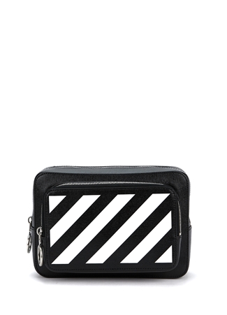 Off-White Erkek Siyah Verev Çizgili Bel Çantası EU Off-White Erkek Siyah Verev Çizgili Bel Çantası EU
