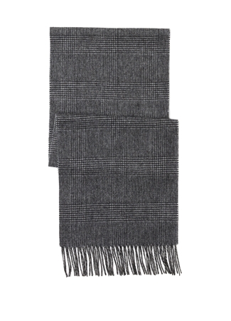 Network Erkek Siyah Gri Kareli Yün Atkı EU