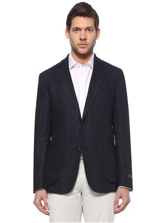 Pal Zileri Erkek Lacivert Mikro Desenli Yün Ceket 50 IT