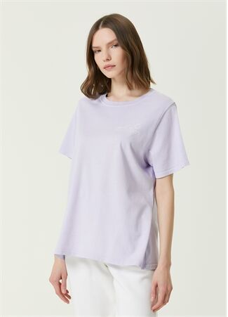 Fifty Pieces Kadın Oversize Lila Bisiklet Yaka Baskılı T-shirt Mor L EU