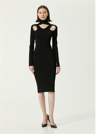 Coperni Kadın Siyah Dekolte Detaylı Midi Triko Elbise S EU