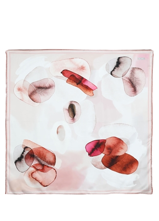 Beymen Kadın Pembe Suluboya Çiçek Desenli 90x90 cm İpek Eşarp EU