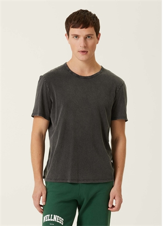 American Vintage Erkek Fakobay Antrasit Basic T-shirt Gri S EU