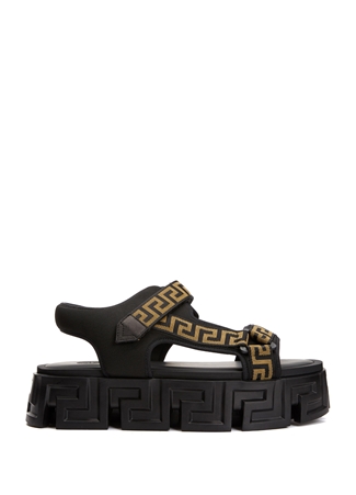 Versace Erkek Siyah Kahverengi Logo Tabanlı Sandalet 4 Eu Versace Erkek Siyah Kahverengi Logo Tabanlı Sandalet 4 Eu