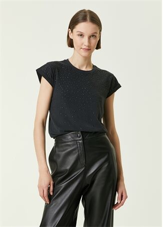 Allsaints Kadın Apus Siyah Bisiklet Yaka Troklu T-shirt 0 UK