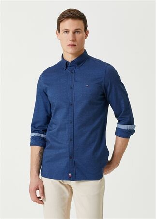 Tommy Hilfiger Erkek Slim Fit Lacivert Gömlek L EU