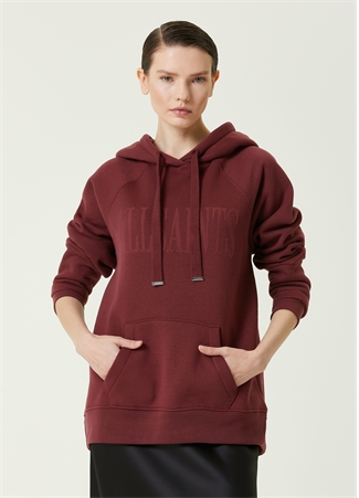 Allsaints Kadın Lucia Bordo Kapüşonlu Sweatshirt Kırmızı S EU Allsaints Kadın Lucia Bordo Kapüşonlu Sweatshirt Kırmızı S EU