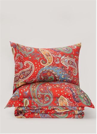 Etro Home Kırmızı Şal Desenli Çift Kişilik Nevresim Takımı