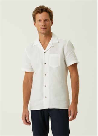 Faraway Erkek Beyaz Apaç Yaka Keten Gömlek S Eu Faraway Erkek Beyaz Apaç Yaka Keten Gömlek S Eu
