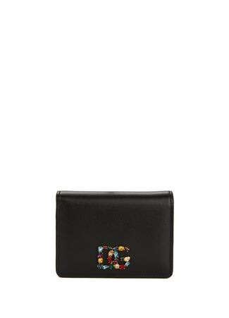 Dolce&Gabbana Kadın Siyah Logo Detaylı Deri Cüzdan EU