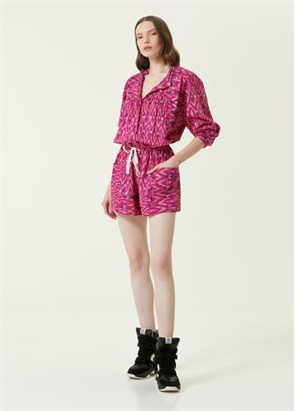 Etoile Isabel Marant Kadın Lehana Şeftali Desenli Mini Tulum Pembe 36 FR