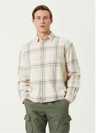 John Elliott Erkek Bej Ekose Desenli Cepli Gömlek L Eu