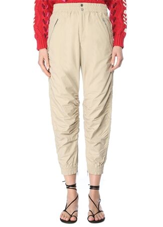 Etoile Isabel Marant Kadın Slim Fit Bej Büzgülü Pantolon 38 FR
